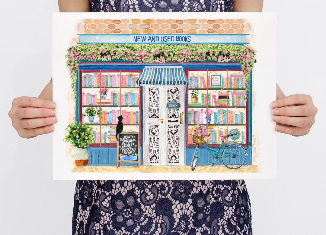 Watercolor Bookshop Print: Literary Art for Readers - Etsy