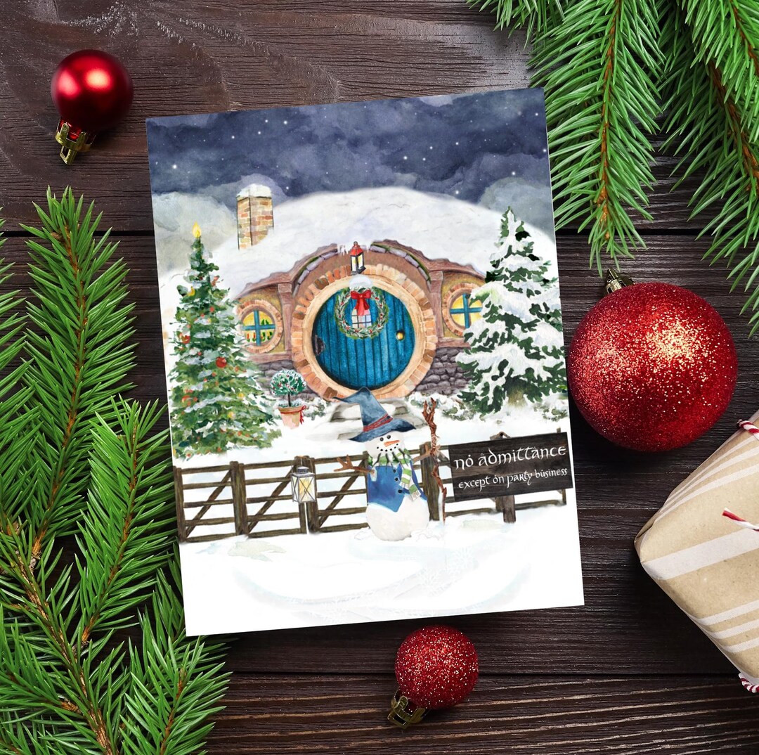 Digital Download Watercolor Hobbit Hole in Winter, Lord of the Rings ...