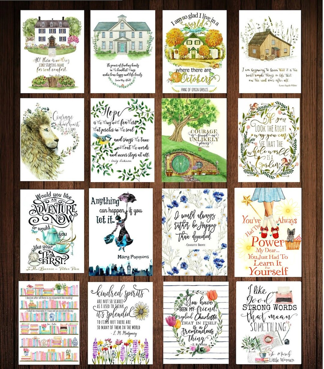Set of 16 Classic Book Postcards Literary Gift Literary Book Lover Gift ...
