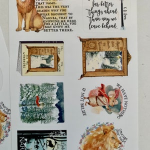 Narnia Sticker Sheets, Set of 8 Narnia Stickers, Narnia Wardrobe ...