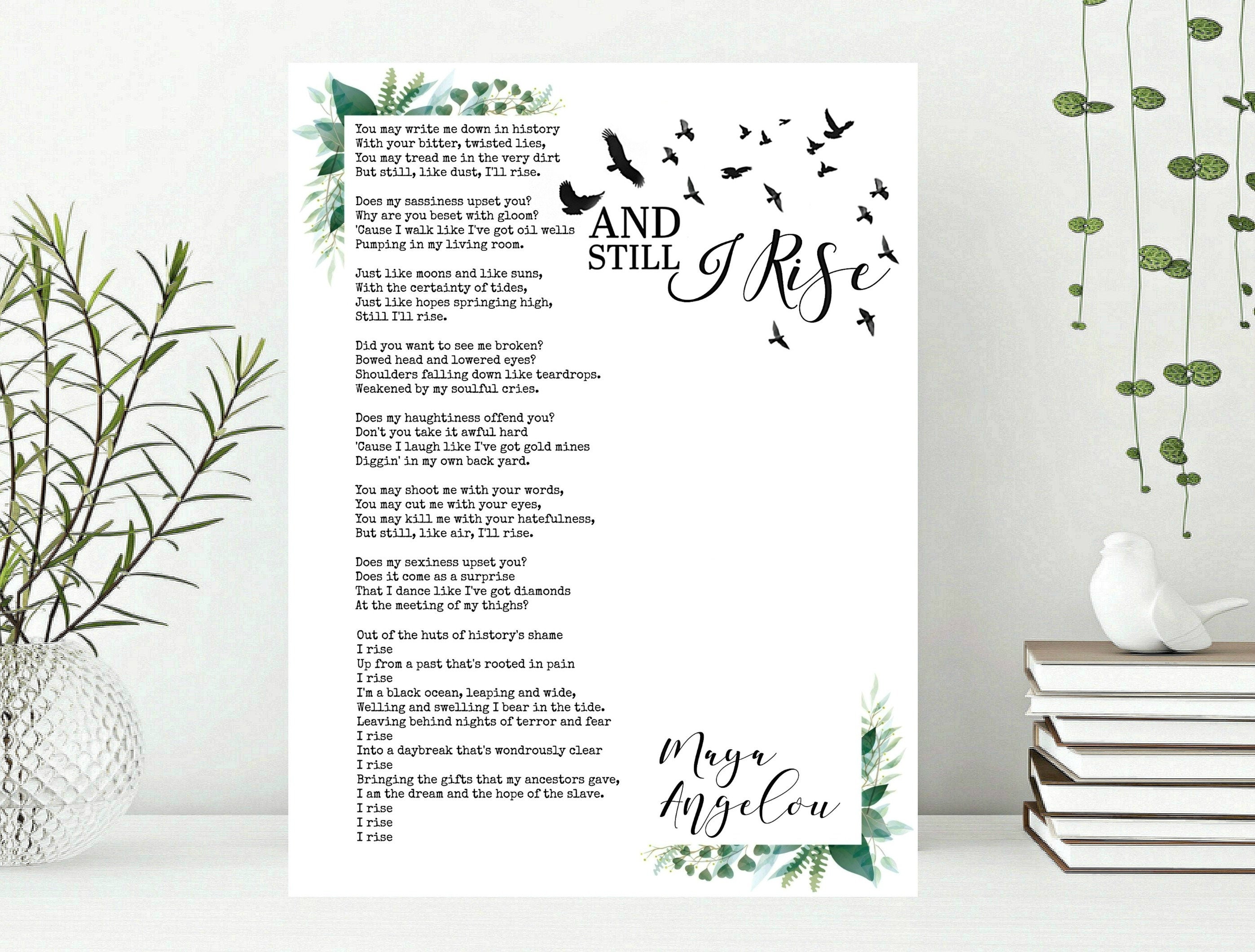 And Still I Rise Print Maya Angelou Quote and Still I Rise | Etsy