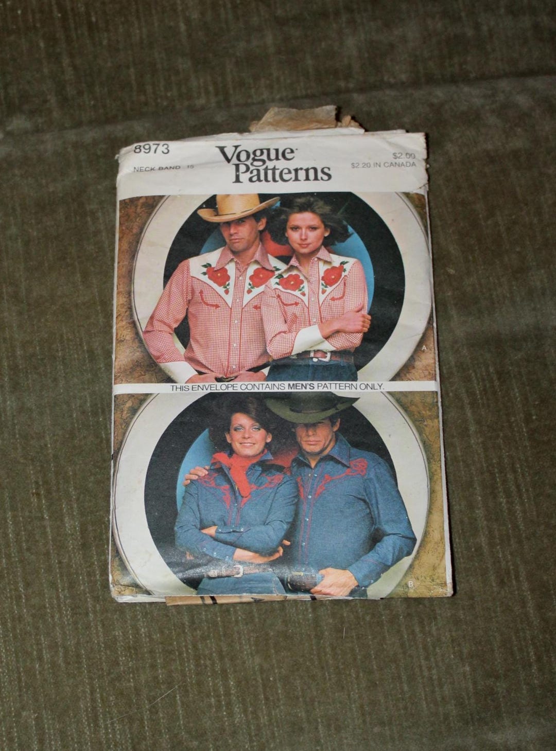 Vogue Pattern 8973, Mens Western Shirt, Vintage 1970's - Etsy