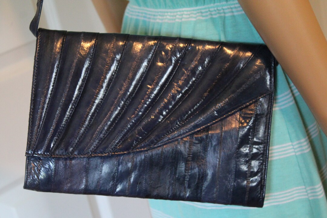 Eel Skin Purse, Vintage 1980's, Deep Blue Shoulder Bag - Etsy