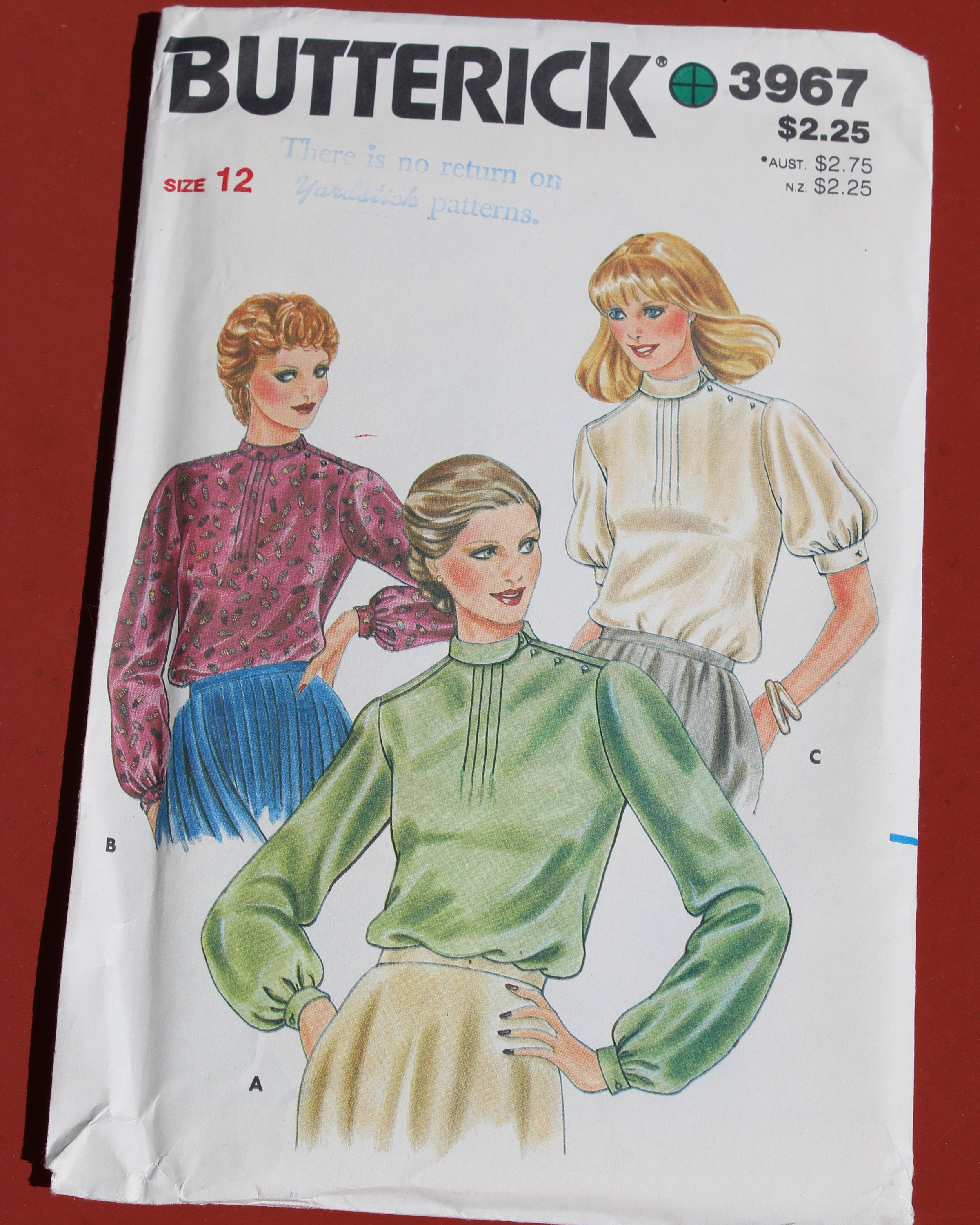 Sewing never used! Butterick 3967 Vintage 1980's Blouse Pattern Kits ...