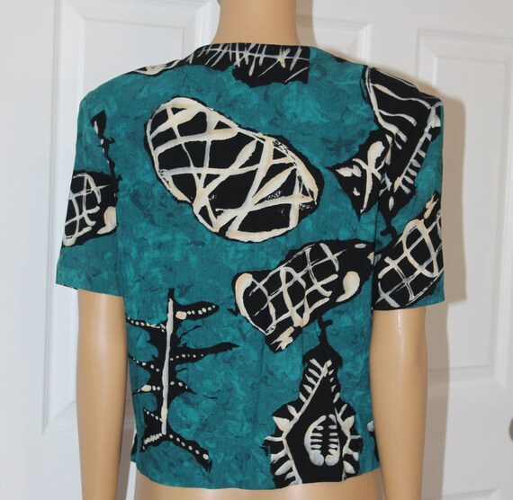 Sz. S, 1980's Graphic Top, Sharon Anthony, Essay labe… - Gem