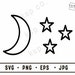 Moon & Stars Outline, SVG, Png, Jpeg, EPS, Digital Download, Digital ...