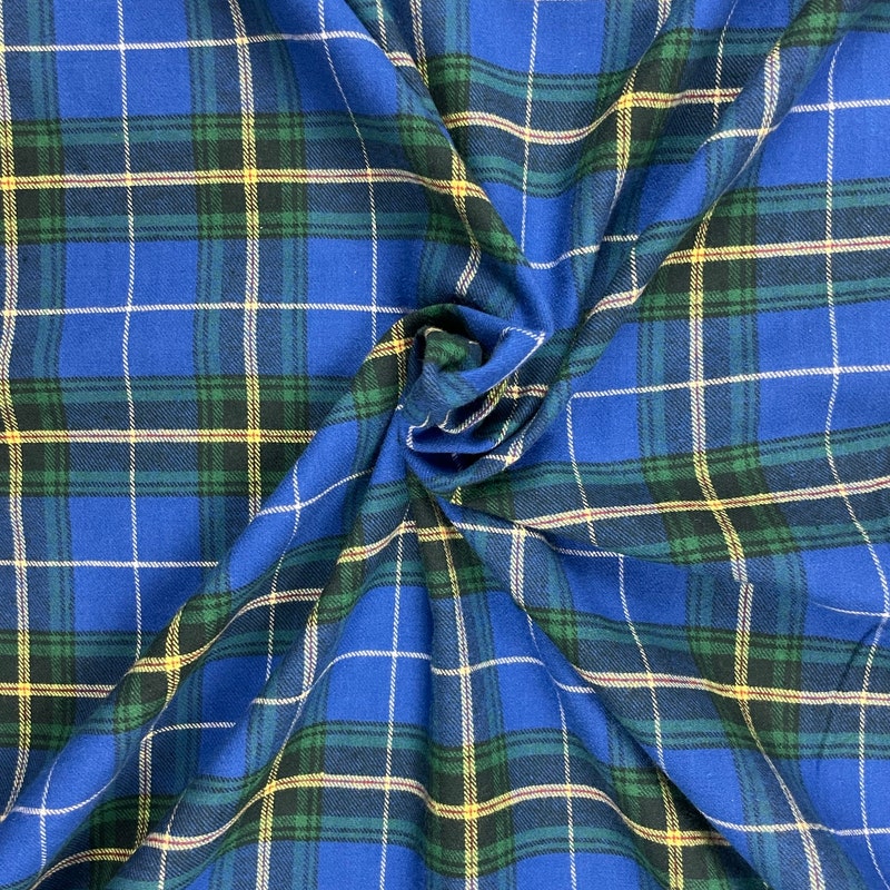 Blue Plaid Fabric - Etsy