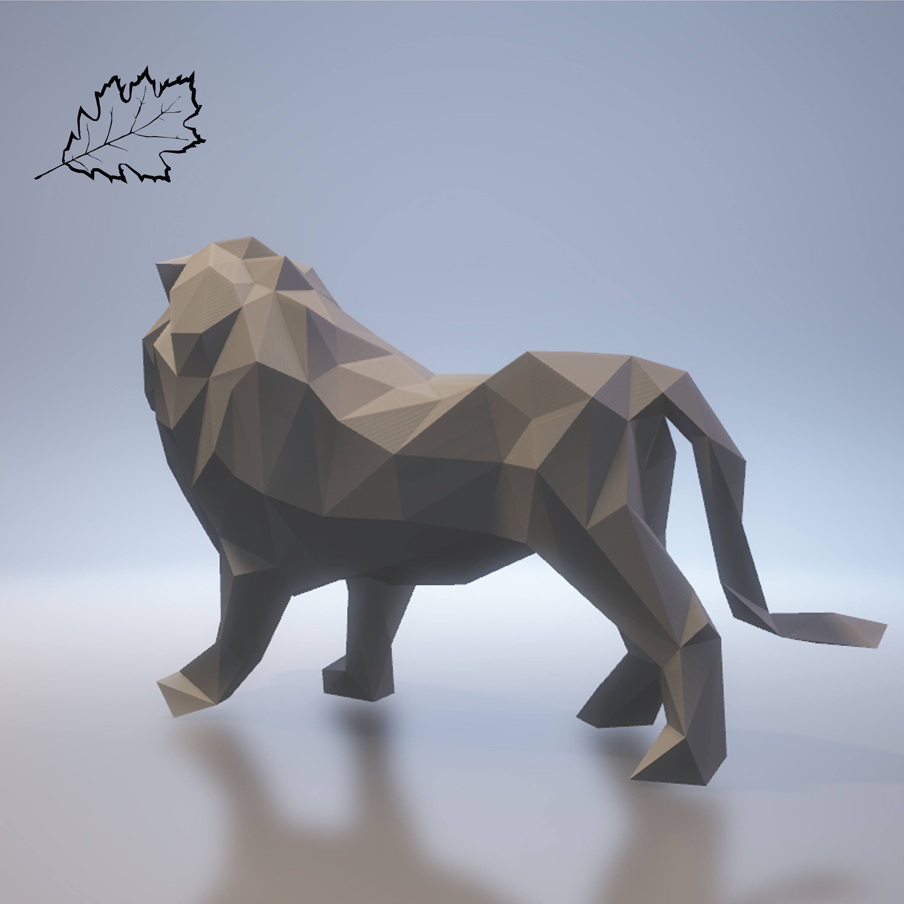 Papercraft Lion Printable DIY Template 3D PDF Download Low - Etsy