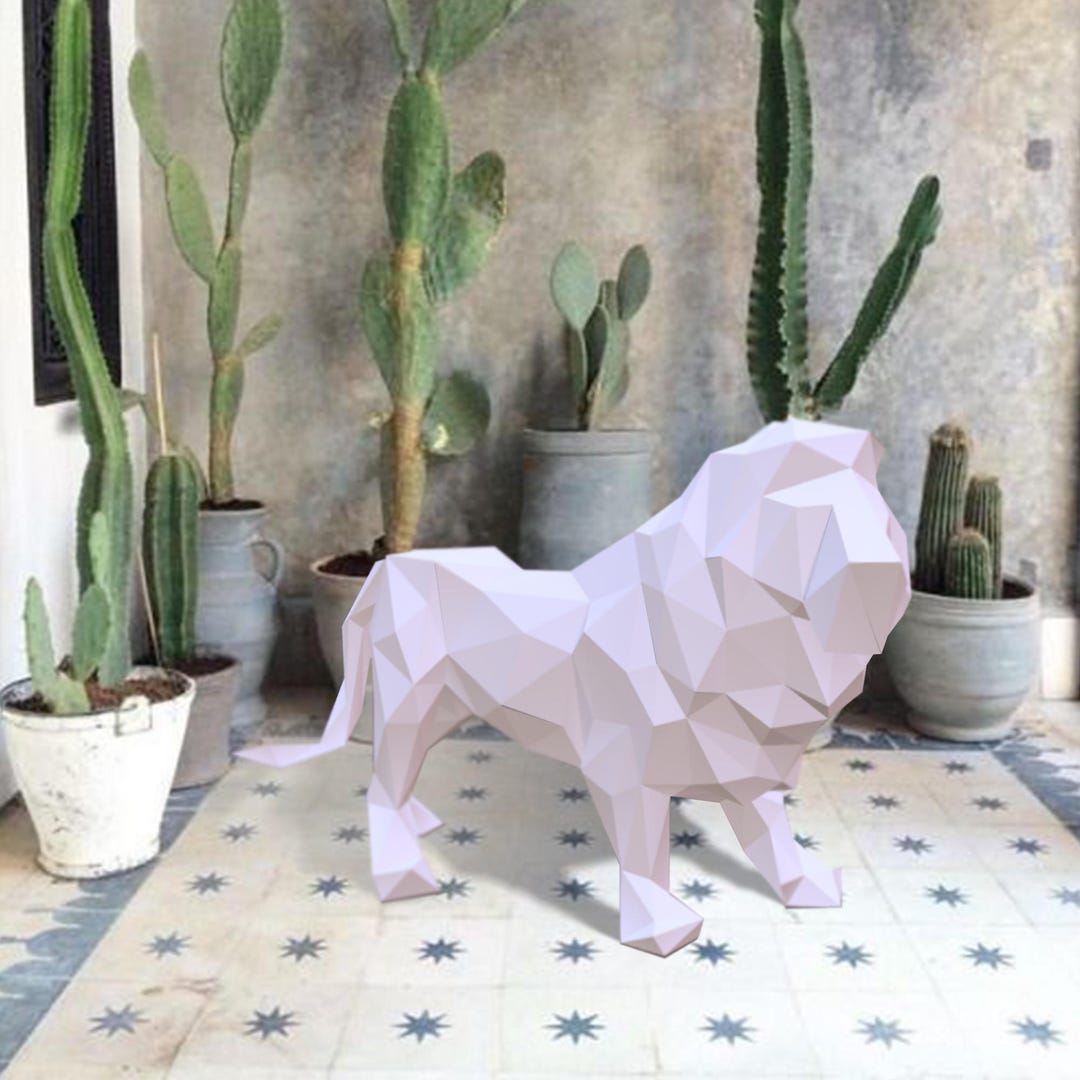 Papercraft Lion - Printable DIY Template 3D - PDF Download Low Poly ...