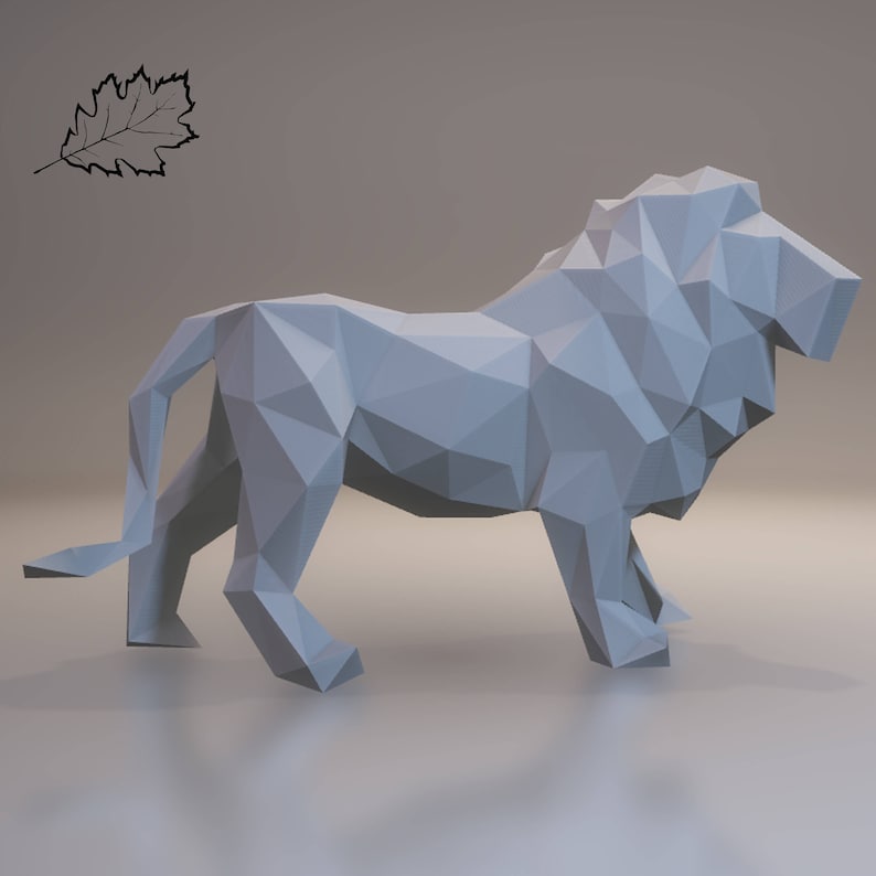 Papercraft Lion - Printable DIY Template 3D - PDF Download Low Poly ...