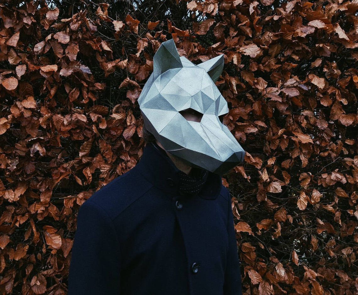 WOLF MASK - Low Poly Animal 3D DIY Papercraft Printable Template for ...