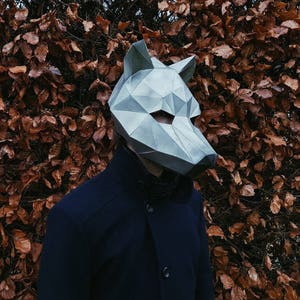 WOLF MASK - Low Poly Animal 3D DIY Papercraft Printable Template for ...