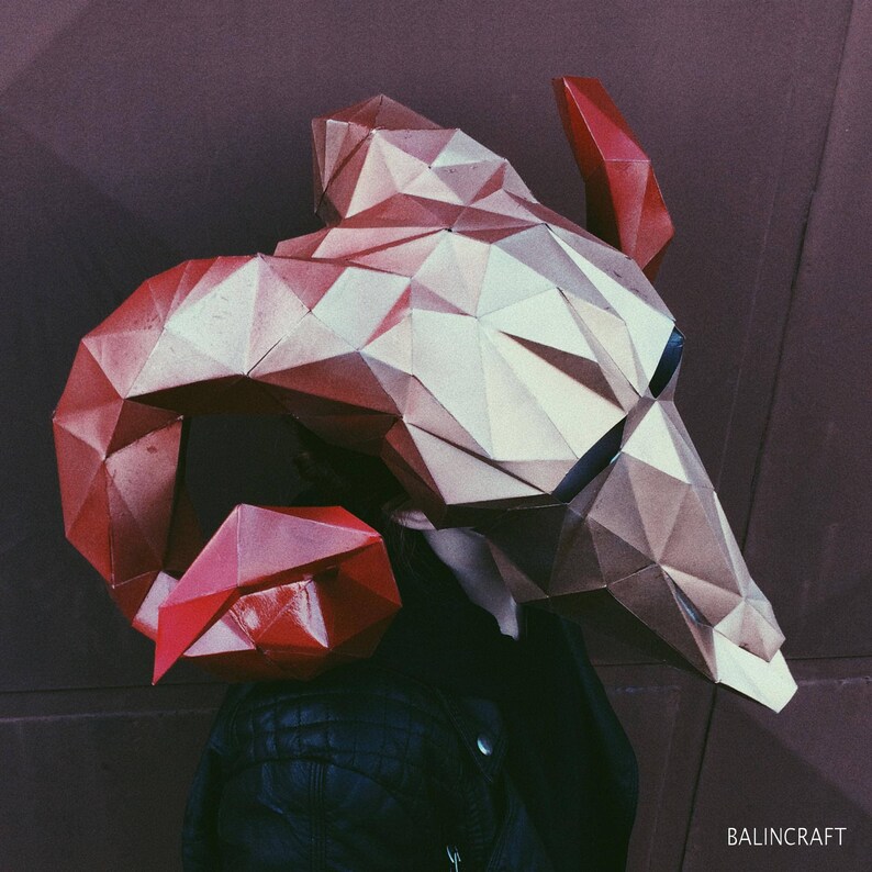 RAM MASK. demon/devil/skull Mask Low Poly 3d Diy Papercraft - Etsy