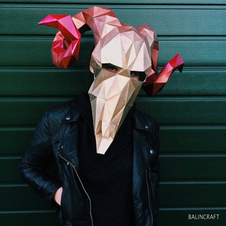 RAM MASK. demon/devil/skull Mask Low Poly 3d Diy Papercraft - Etsy