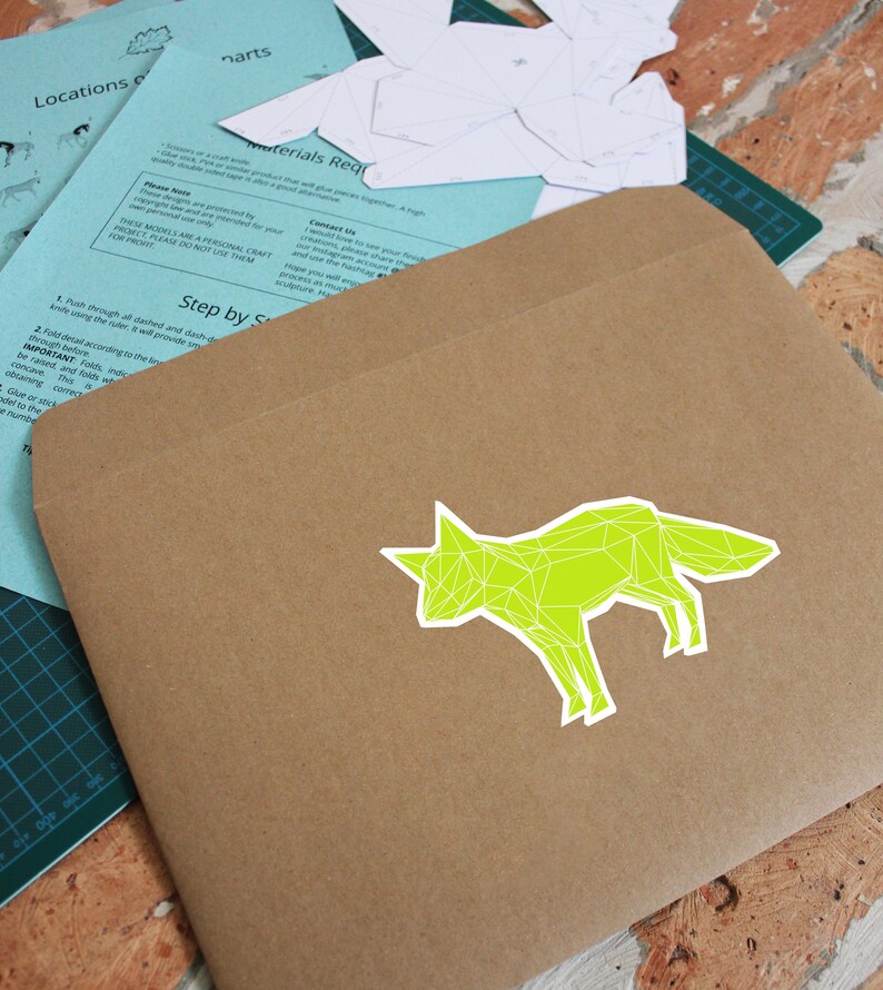 FOX DIY 3D papercraft paper sculpture origami kit Paper | Etsy