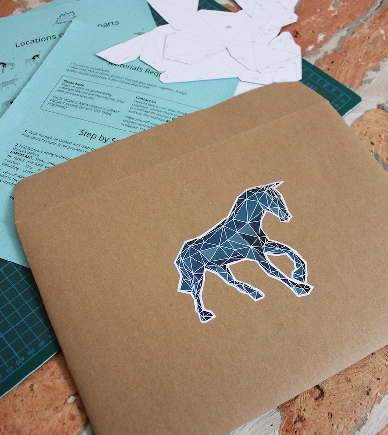 HORSE DIY 3D Papercraft PDF Paper Sculpture Template, Origami Kit ...
