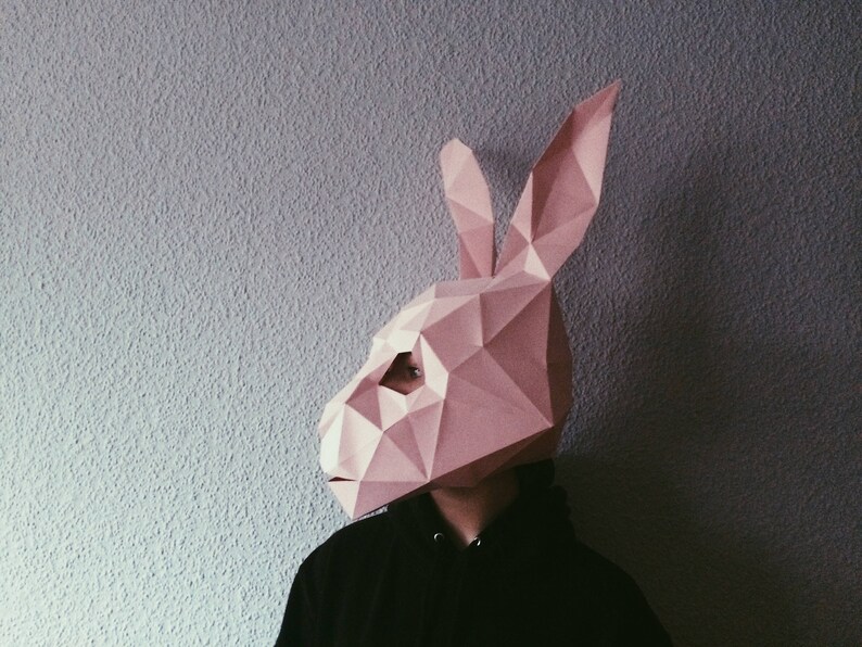 RABBIT MASK - Bunny 3D Papercraft, Low Poly Animal Costume for Kids and ...