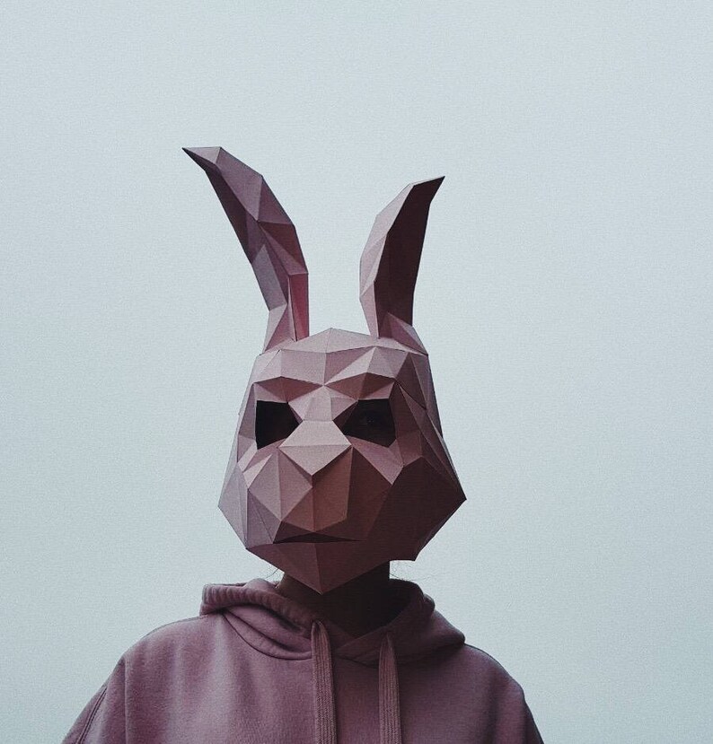 RABBIT MASK - Bunny 3D Papercraft, Low Poly Animal Costume for Kids and ...