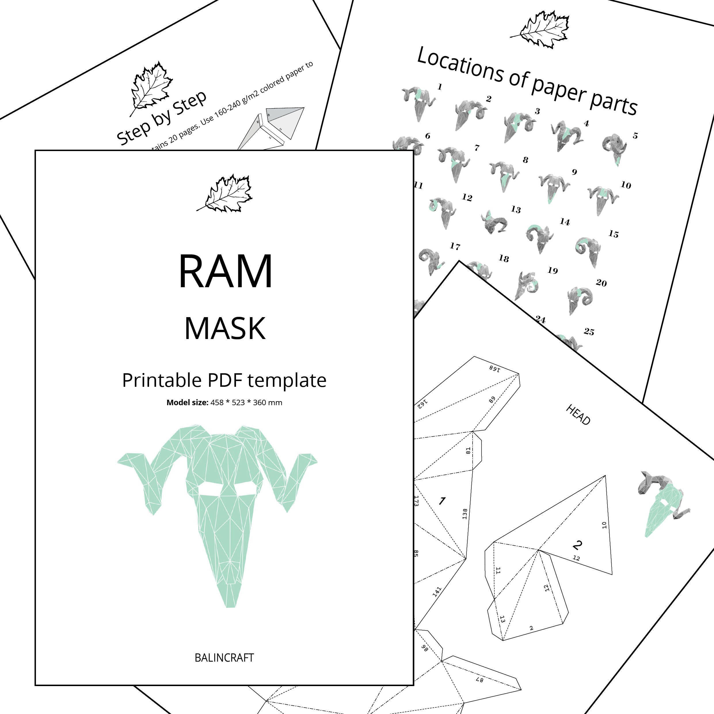 RAM MASK. demon/devil/skull Mask Low Poly 3d Diy Papercraft - Etsy