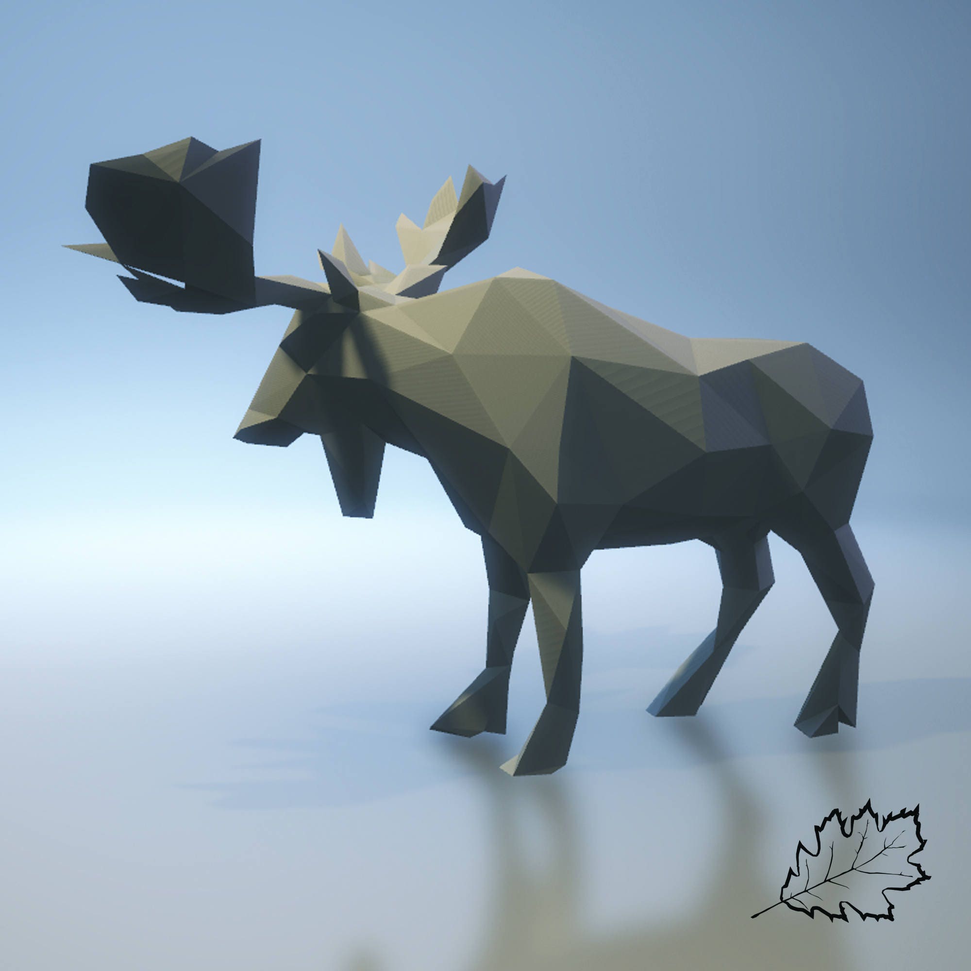 Pdf Papercraft Moose. Low Poly Sculpture. DIY Paper 3D Sculpture, 3D ...