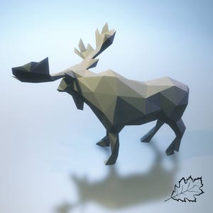 Pdf Papercraft Moose. Low Poly Sculpture. DIY Paper 3D Sculpture, 3D ...