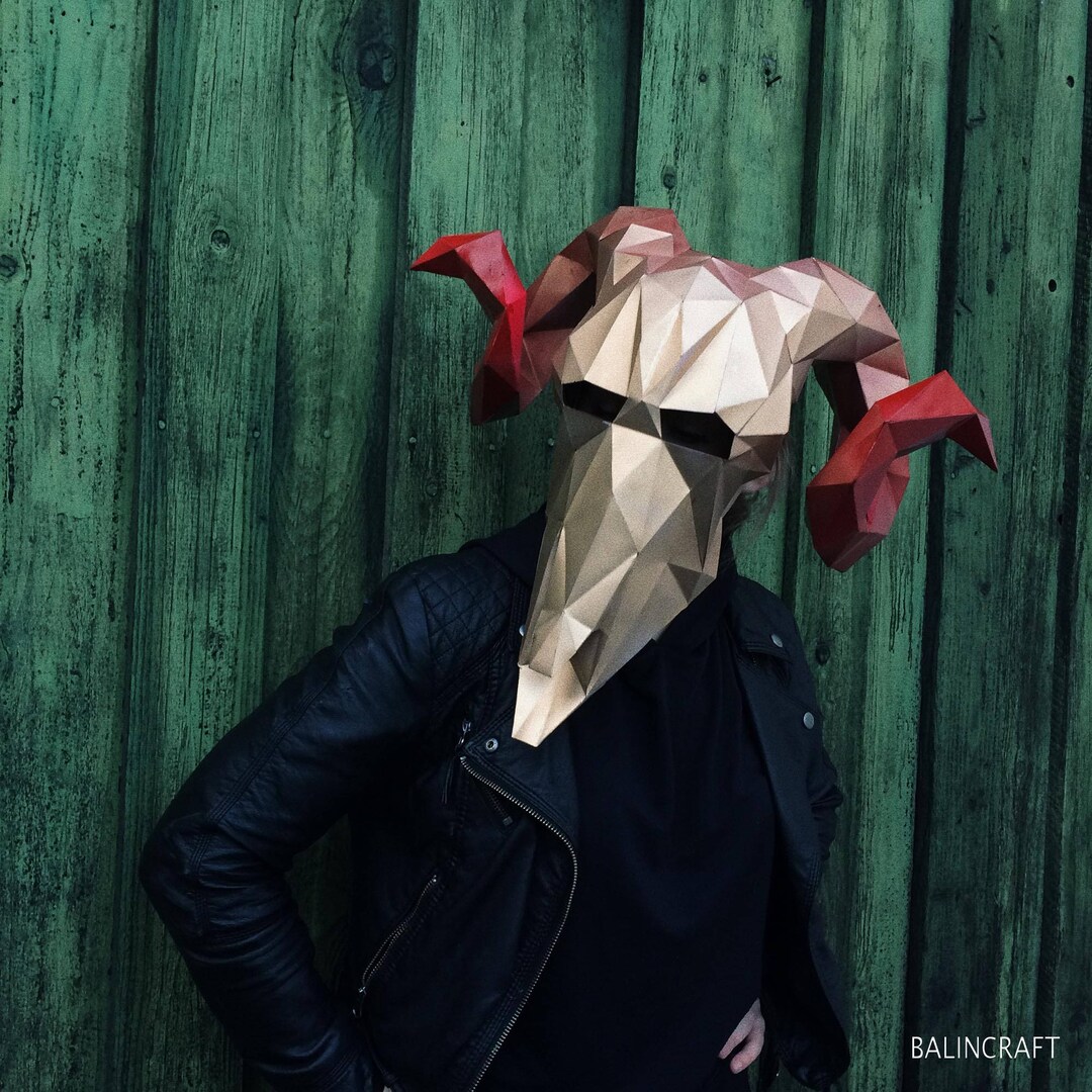RAM MASK. (demon/devil/skull Mask), Low Poly 3d Diy Papercraft Animal ...