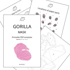 GORILLA MASK. Monkey, Animal 3d Papercraft Mask. Low Poly Papercraft ...