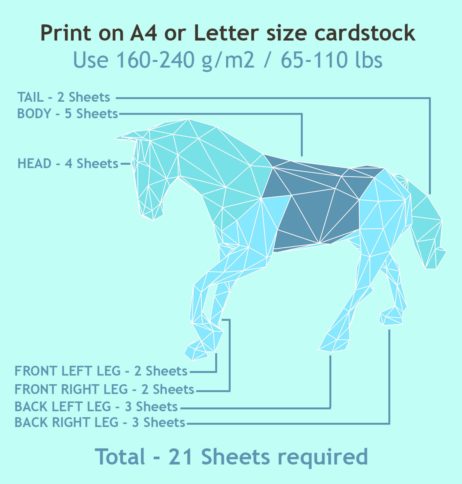 HORSE DIY 3D Papercraft PDF Paper Sculpture Template, Origami Kit ...