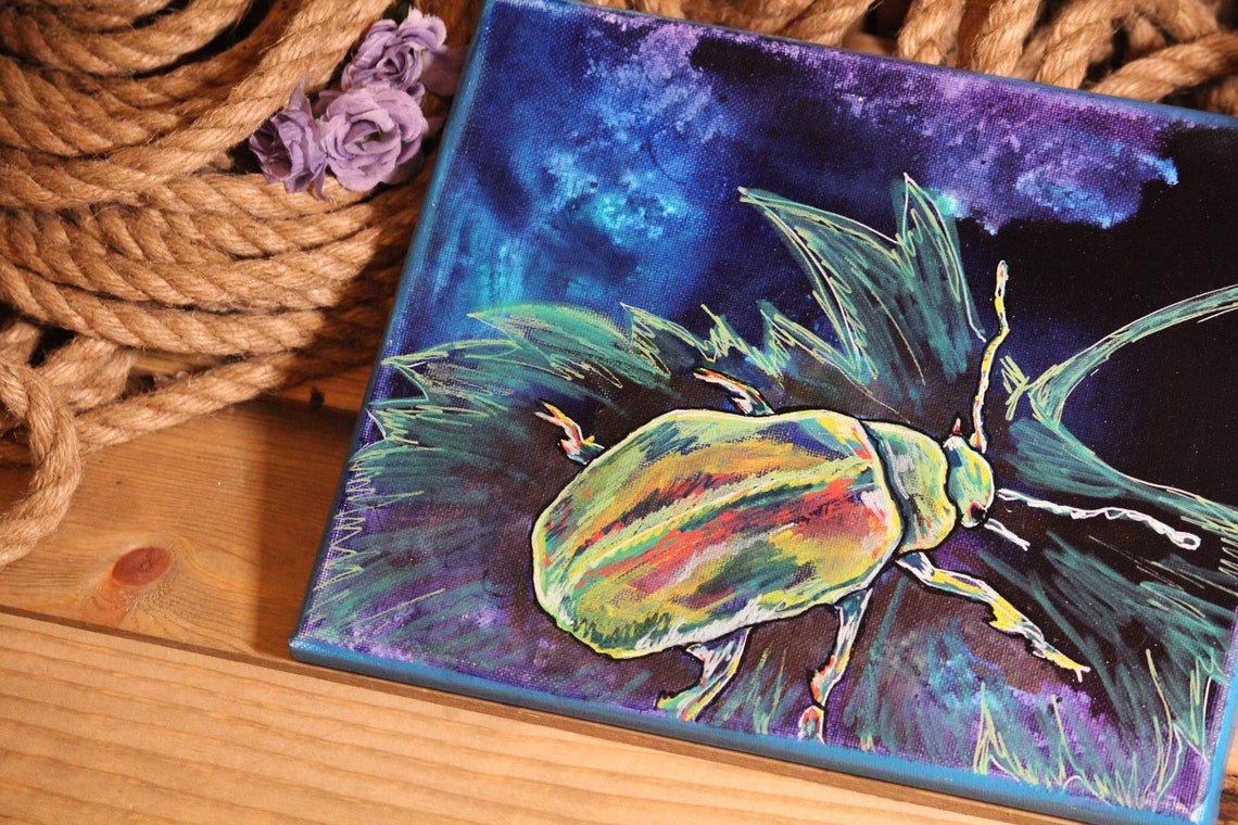 Colorful Beetle Painting - Etsy