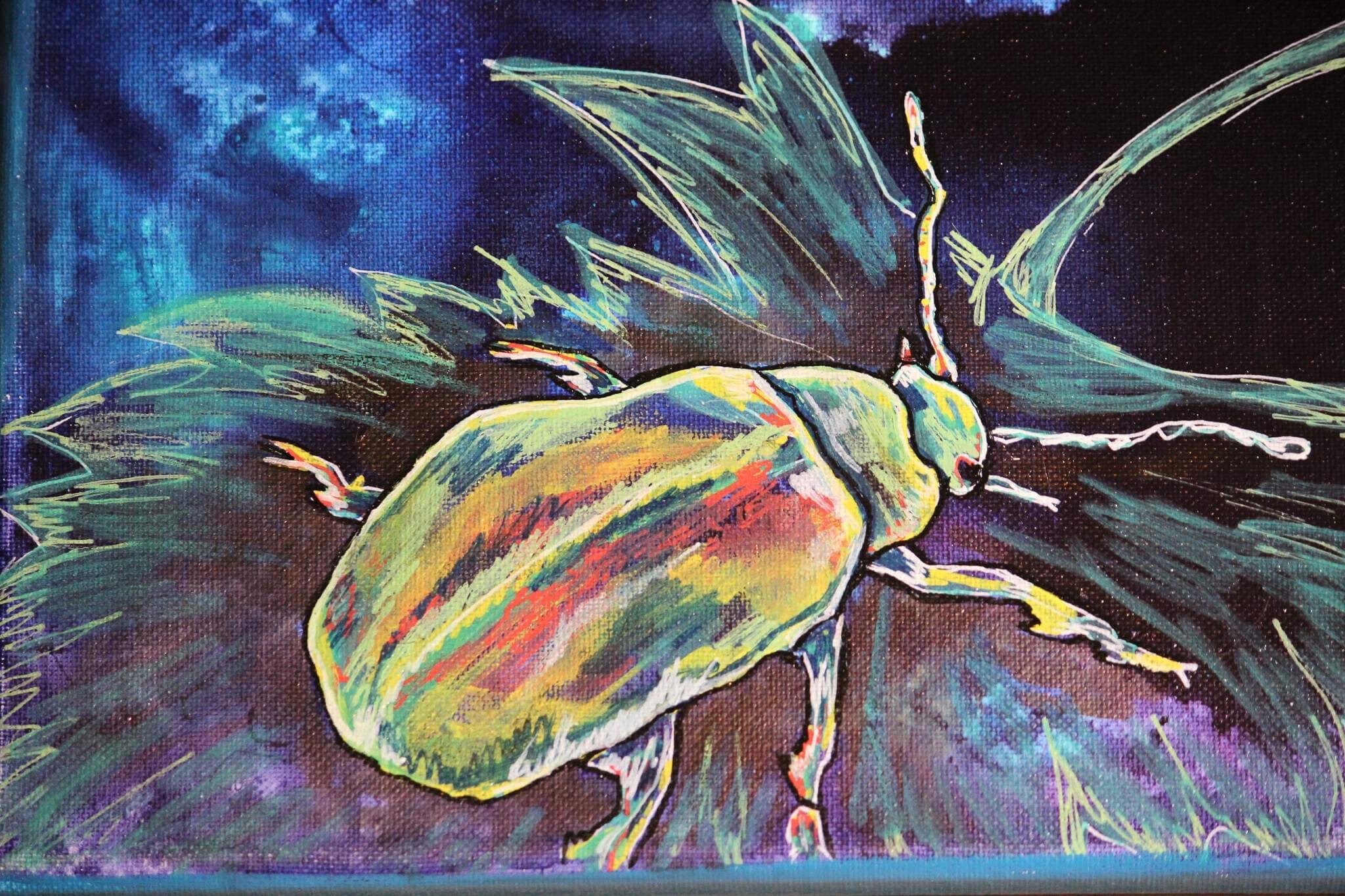 Colorful Beetle Painting - Etsy