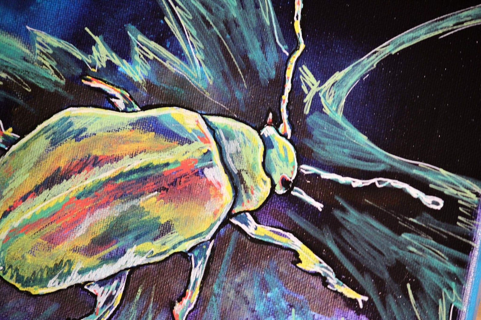 Colorful Beetle Painting - Etsy