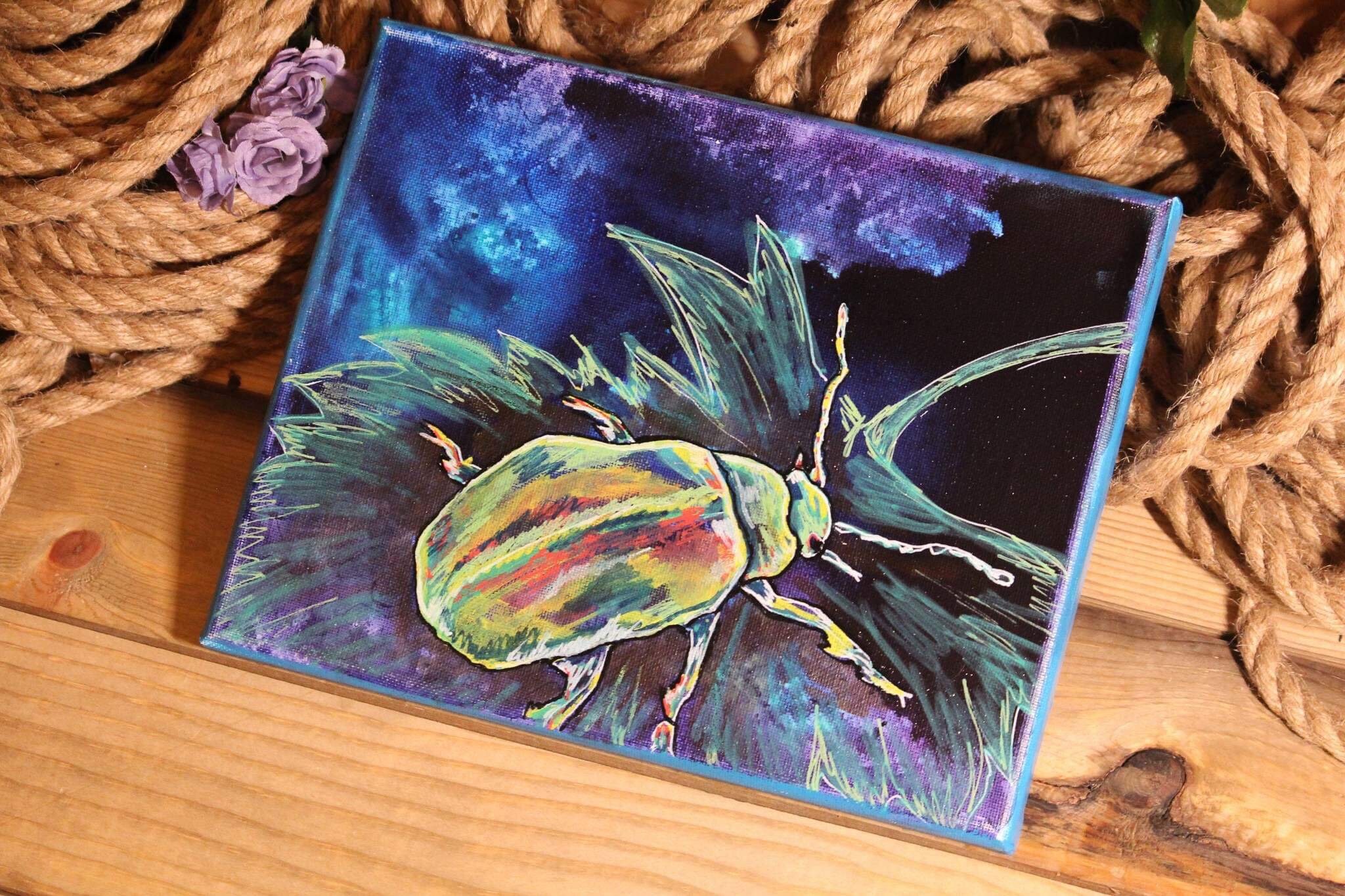 Colorful Beetle Painting - Etsy