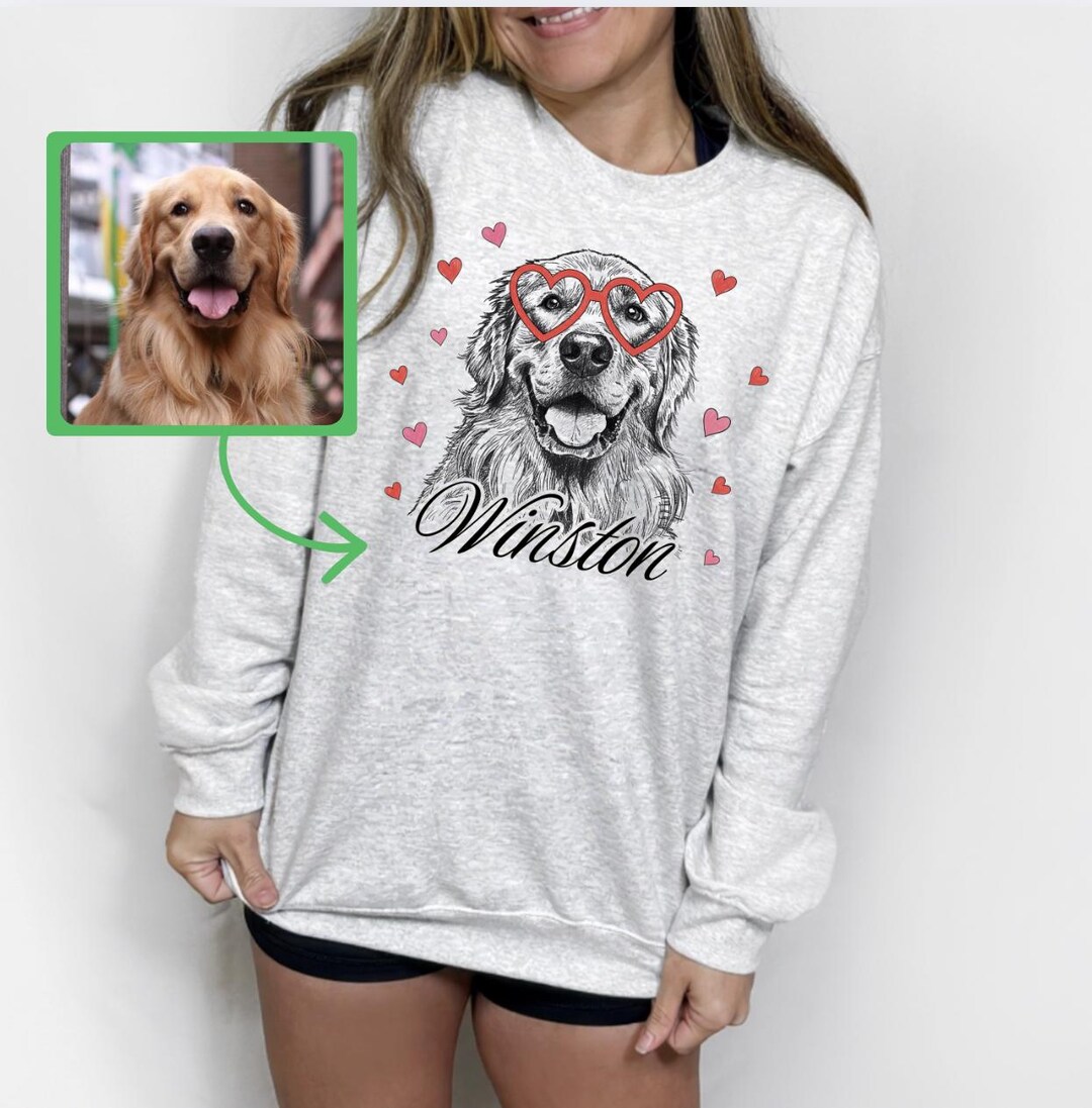 Custom Pet T-shirt With Pet Photo and Name, Personalized Pet Portrait ...