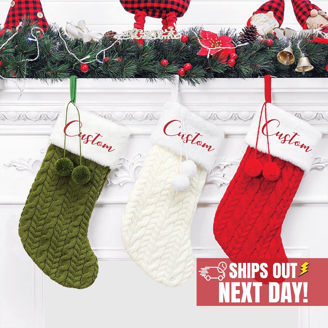 Personalize Christmas Stocking, Knit Christmas Stocking, Custom ...