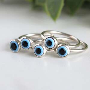 Evil Eye Ring, Sterling Silver, Silver Stacking Ring, Evil Eye Jewelry, Handmade Evil Eye Ring ...