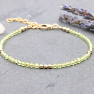 August Birthstone Bracelet Peridot Gemstone Jewelry Beaded - Etsy