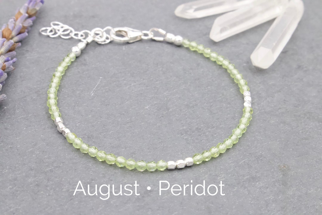August Birthstone Bracelet Peridot Gemstone Jewelry Beaded - Etsy