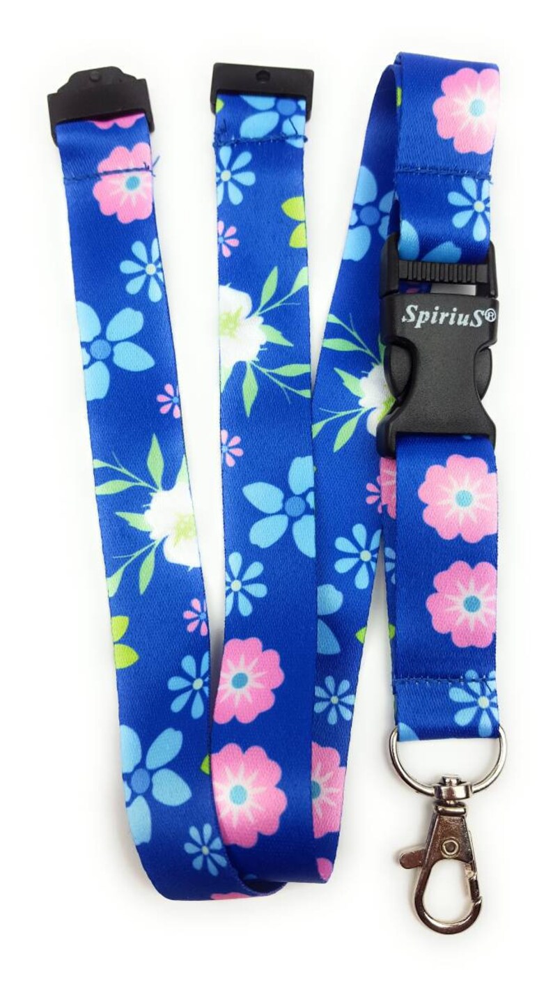 Spirius PINK Flowers in Blue Multicolour Fashion Lanyard Neck - Etsy
