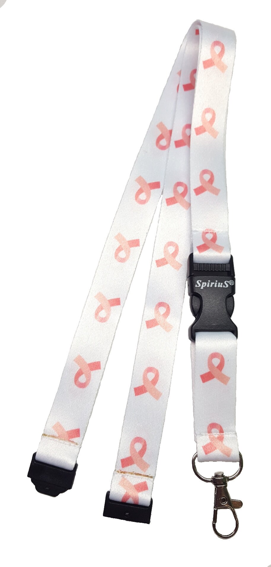 Spirius Cancer Logo in White Lanyard Neck Strap With Metal Clip + Clear ...