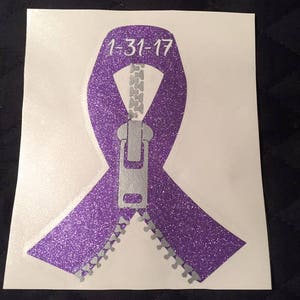 Chiari Malformation Awareness Ribbon Decal: Purple Zipper Vinyl Sticker ...