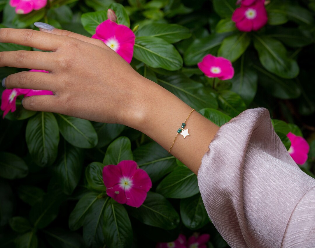 Neptune Teal Star Charm Bracelet - Layer Dainty Delicate Chain ...