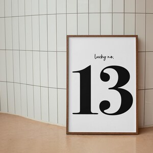 Lucky Number 13 Print: Bold Scandi Typography (digital Download) - Etsy