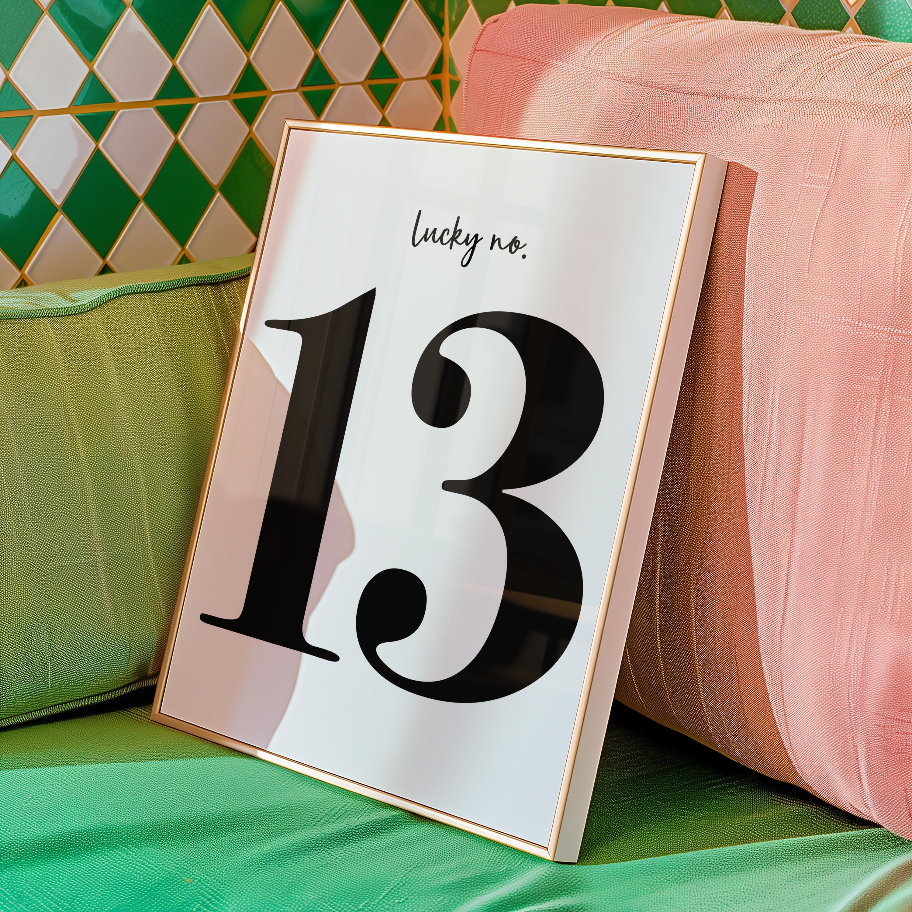 Lucky Number 13 Print: Bold Scandi Typography (digital Download) - Etsy