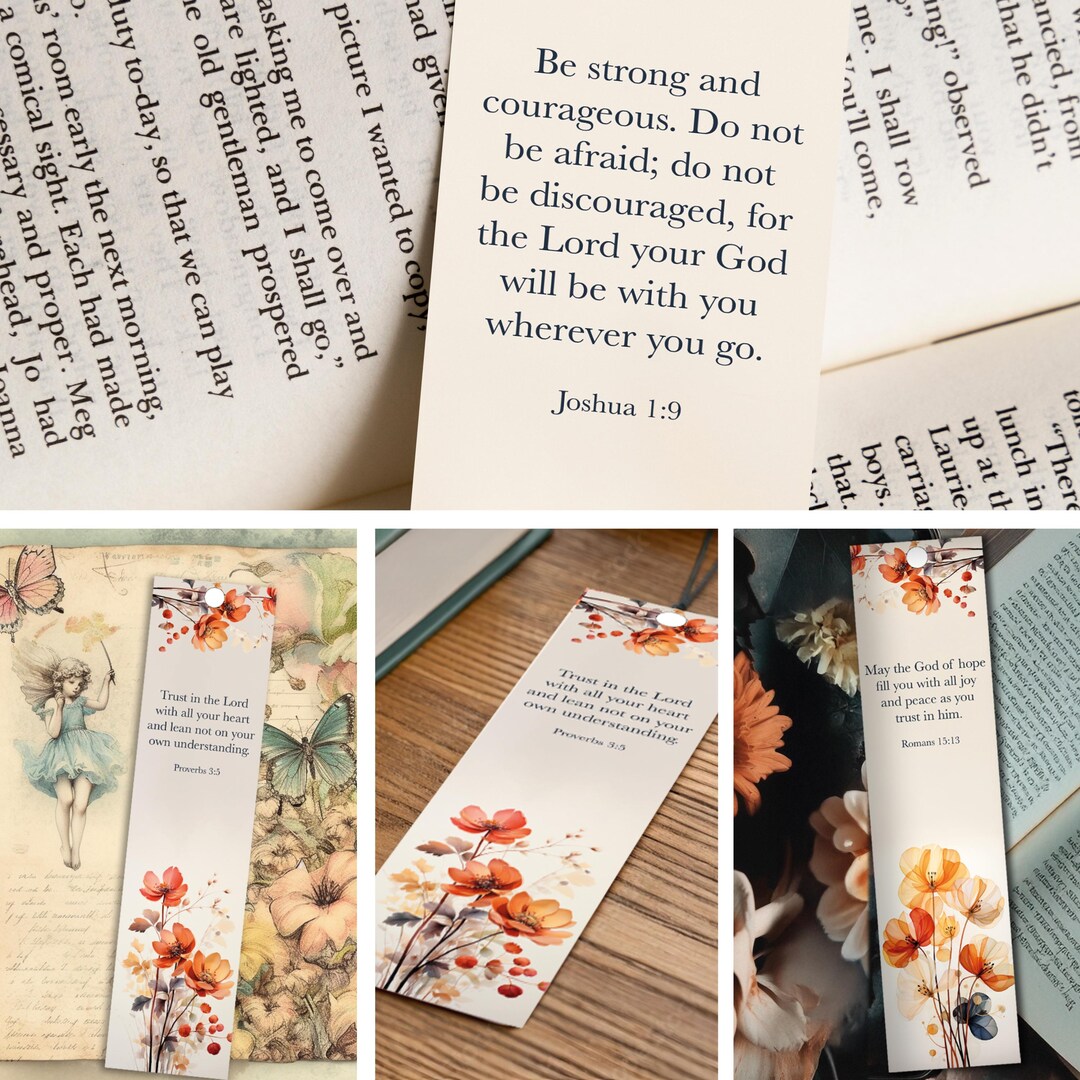 Floral Bible Verse Bookmarks: Inspirational Christian Art (digital ...
