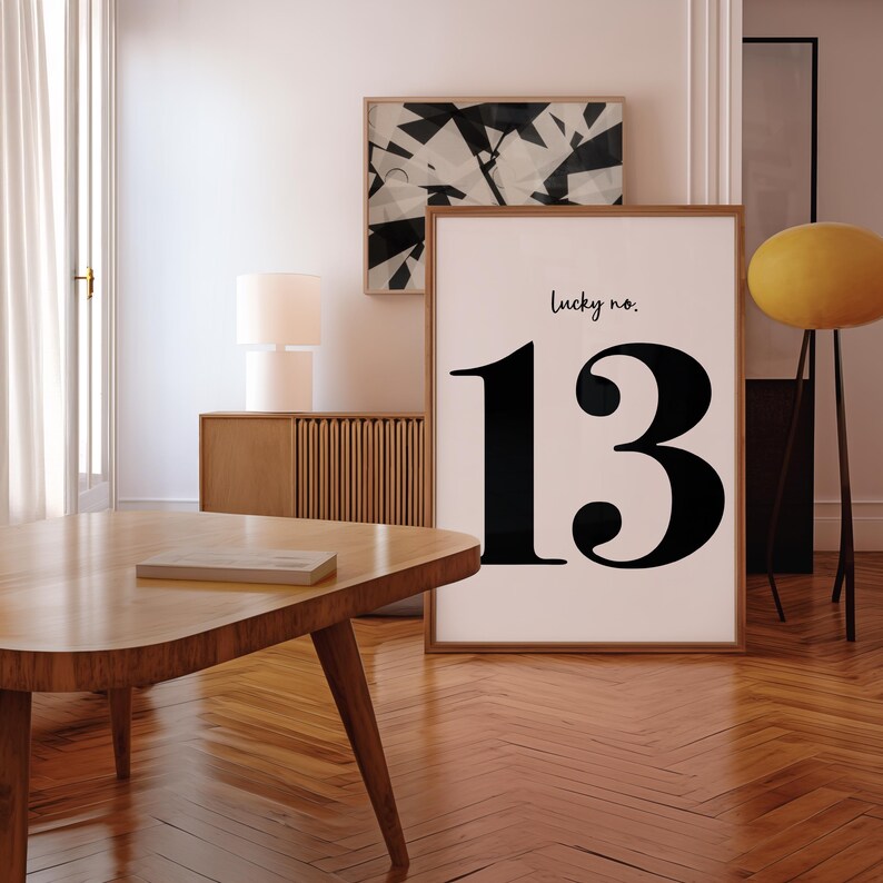 Lucky Number 13 Print: Bold Scandi Typography (digital Download) - Etsy