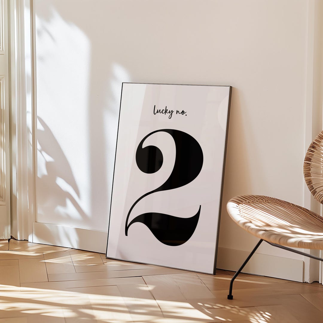 Lucky Number 2, Printable Wall Art Numbers, Eclectic Wall Art, Bold ...