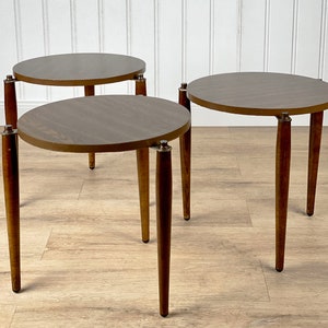 Mid-century Atomic Walnut Stacking Round Side Tables - Set of 3 - Etsy