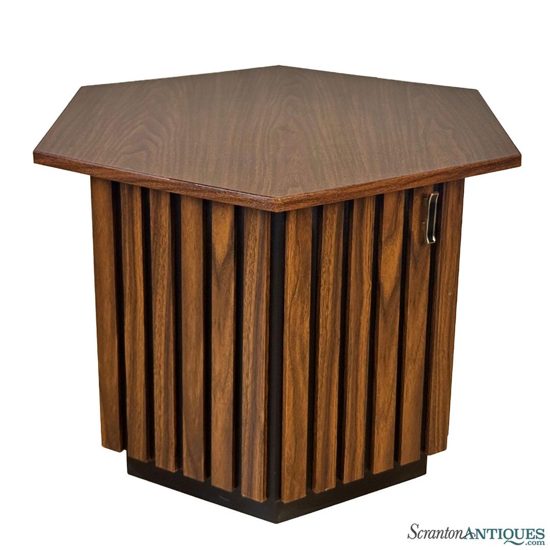 Mid-century Hexagonal Walnut Cocktail Side Table - Etsy