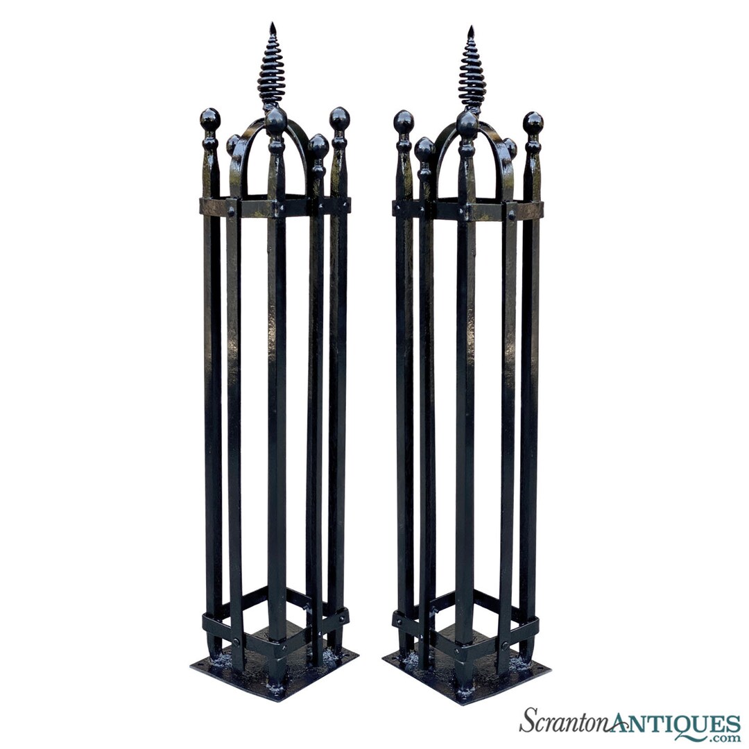 Antique Victorian Architectural Black Wrought Iron Garden Pillar Column ...