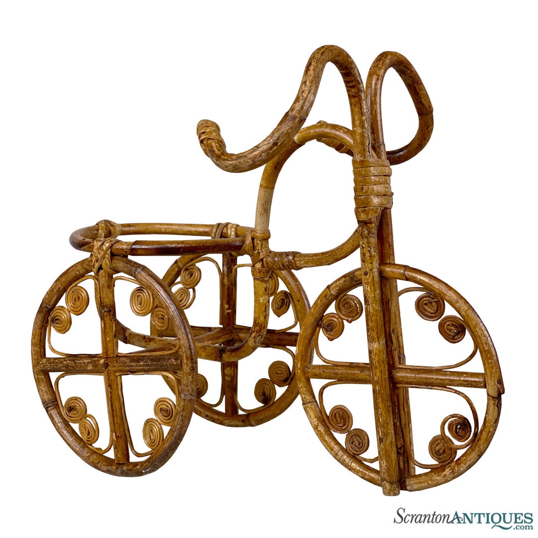 Vintage Boho Coastal Rattan Sculptural Bicycle Bike Plant Stand - Etsy